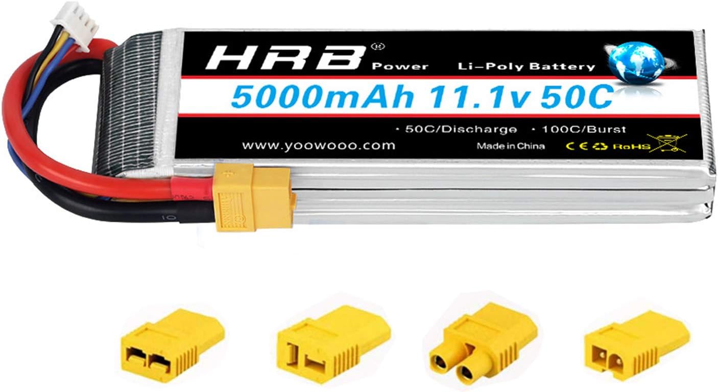 HRB RC AKKU LiPo 5000mAh 11.1V 3S 50C XT60 Stecker für RC Hobby RC Auto Helikopter Fleugzeug ...