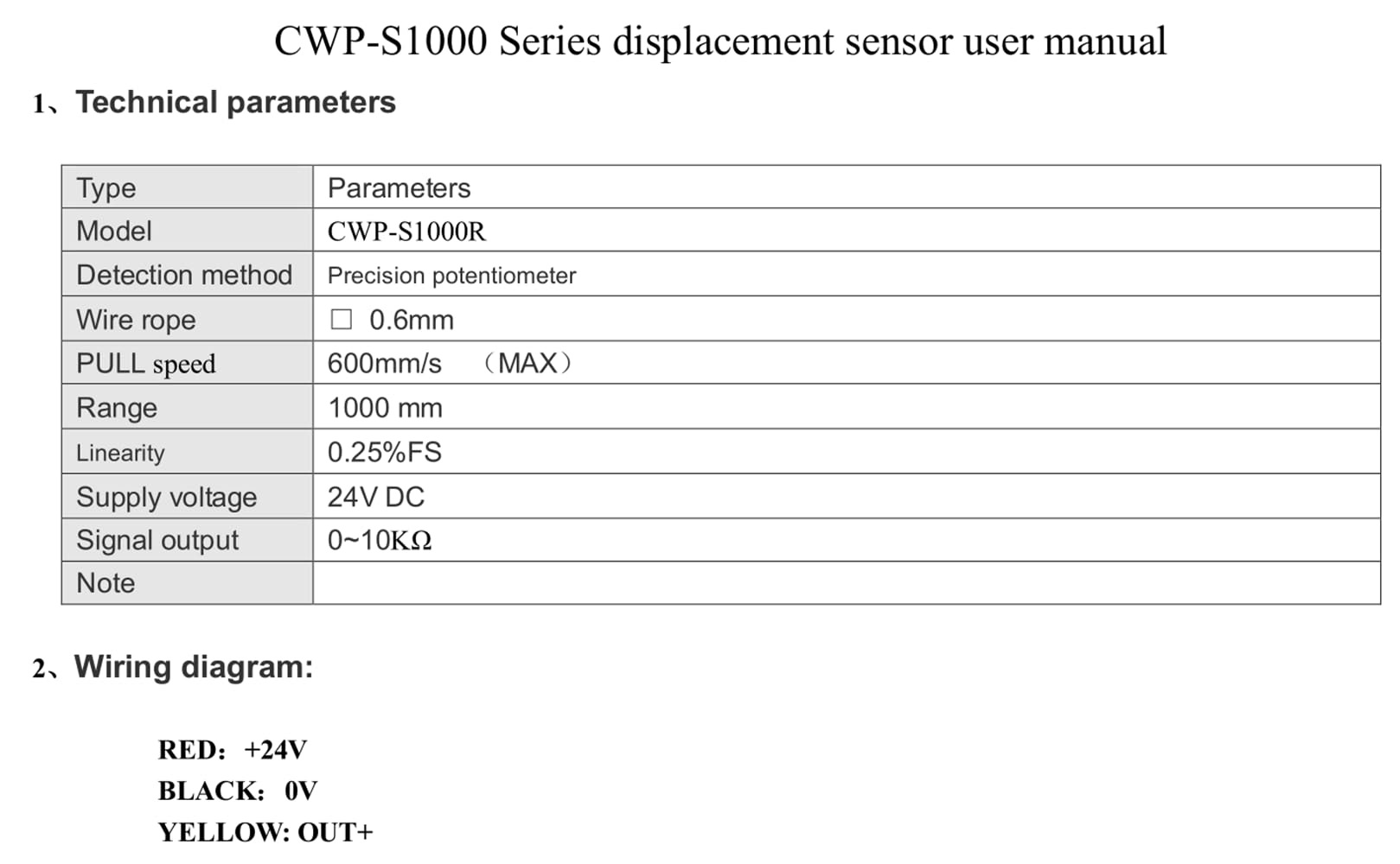 Snapklik.com : 1000mm Draw Wire Encoder 24Vdc Supply 0-10K Ohm Output