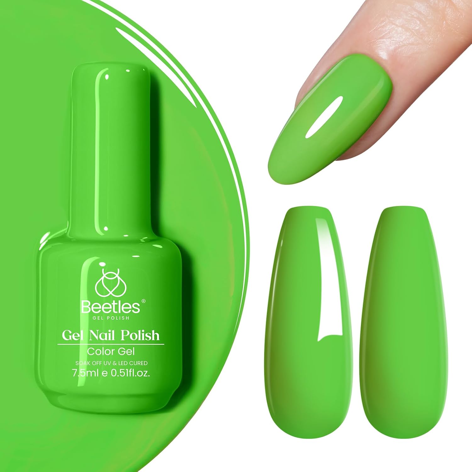 Beetles Green Gel Nail Polish, 15ml Forest Green Lime Green Gel Nail ...