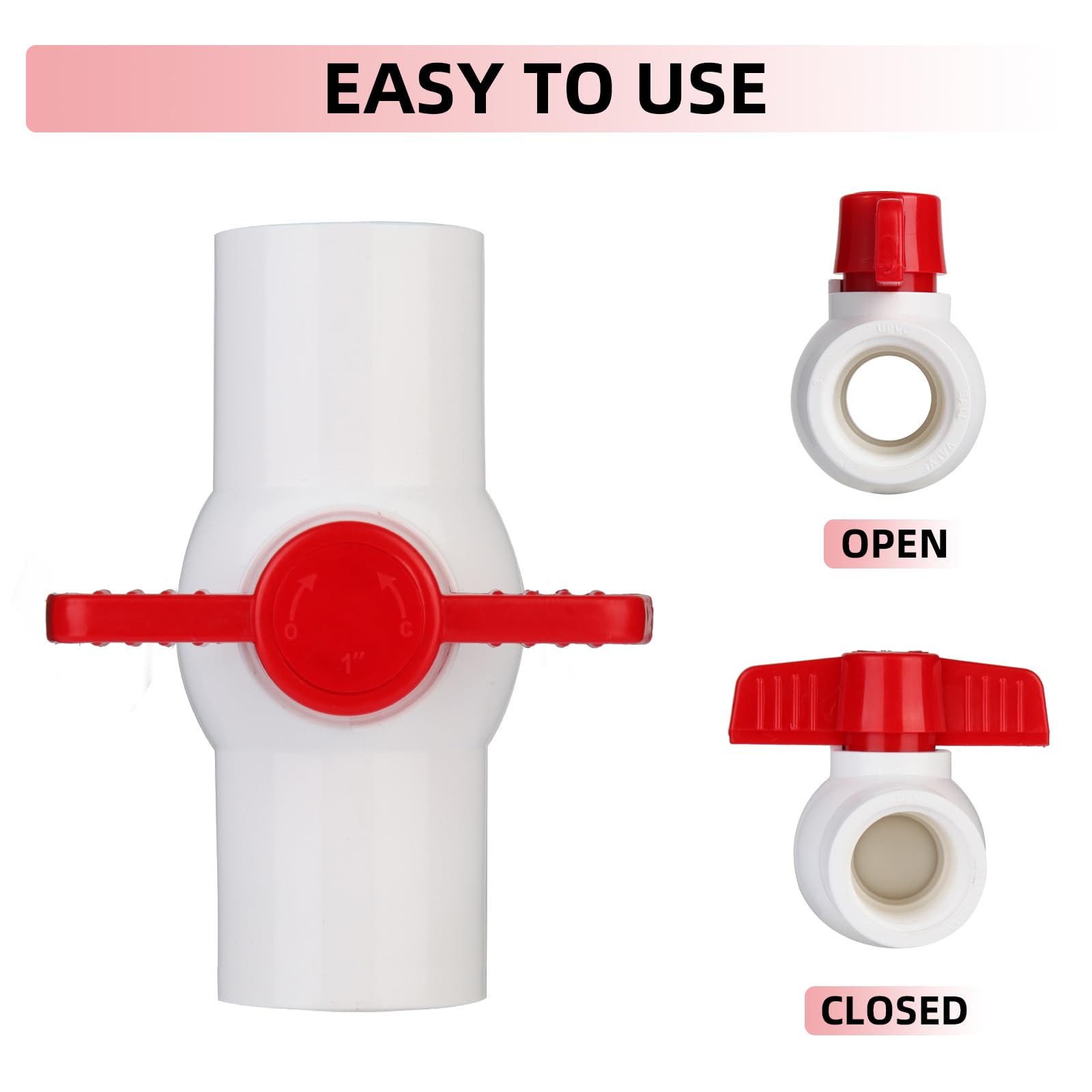 Snapklik.com : 5 Pack 1 PVC Ball Valves, PVC Valves Ball Valve Water ...