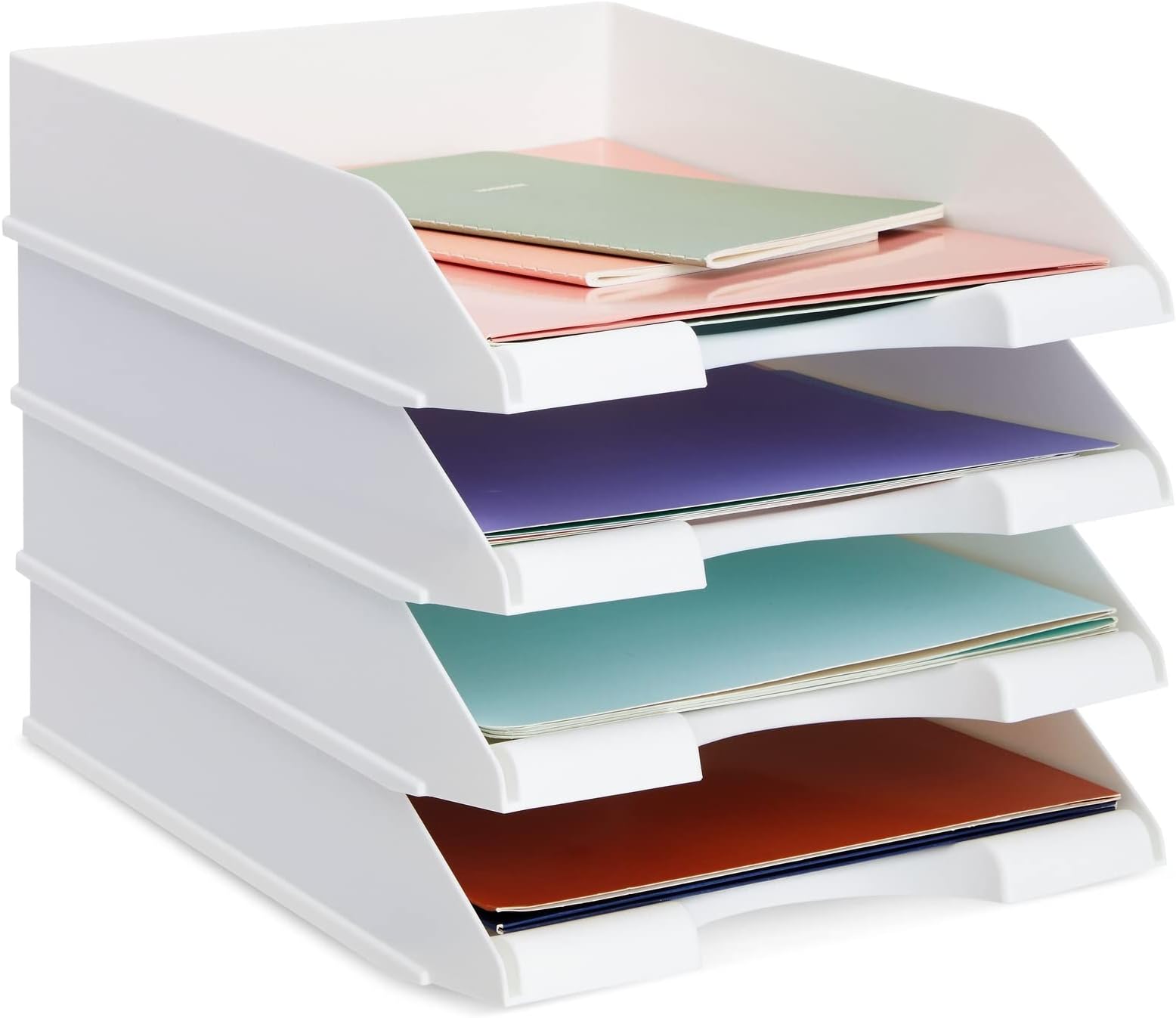 Amazon.com: Stockroom Plus 4 Pack White Stackable Paper Trays for ...