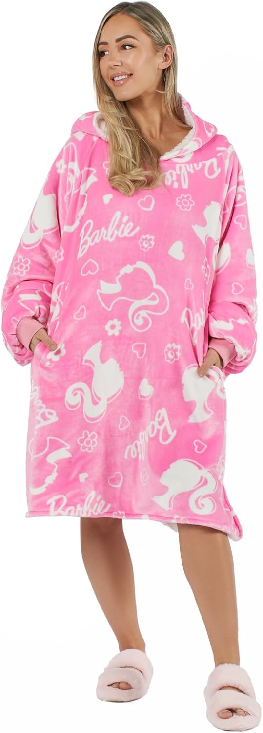 Officially Licensed Barbie Girls Oversized Hoodie Blanket Pink, Gifts ...