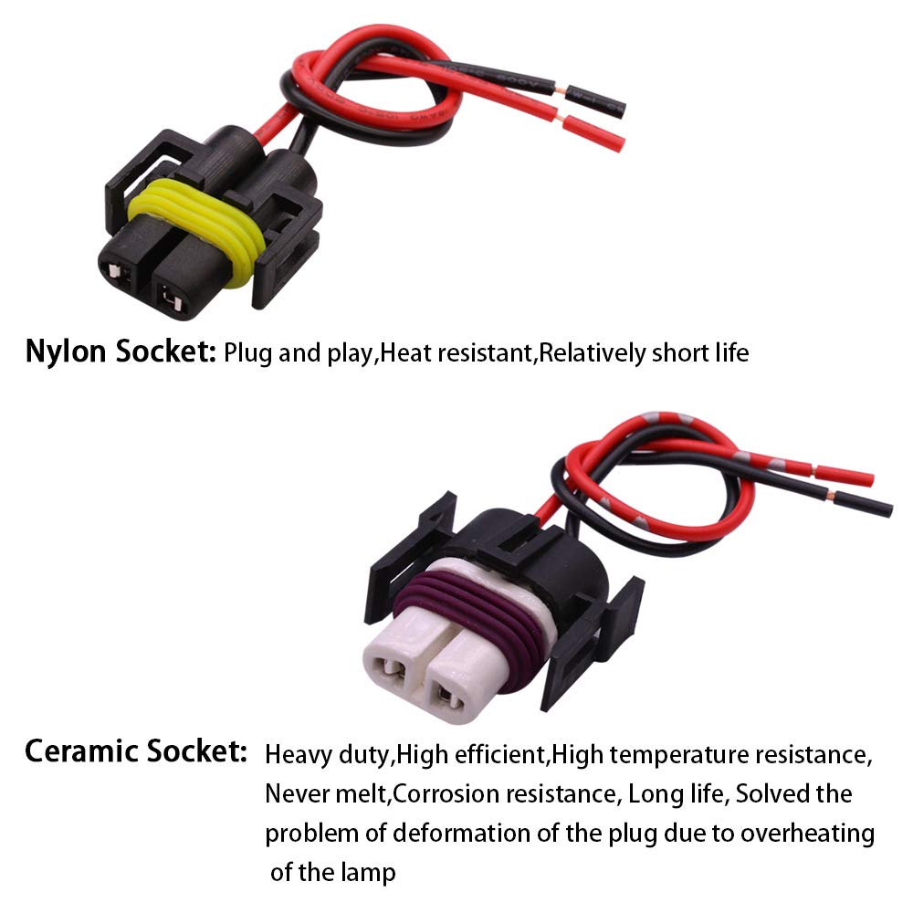 Snapklik.com : H11 H8 H9 881 880 High Temperature Ceramic Wire Socket ...