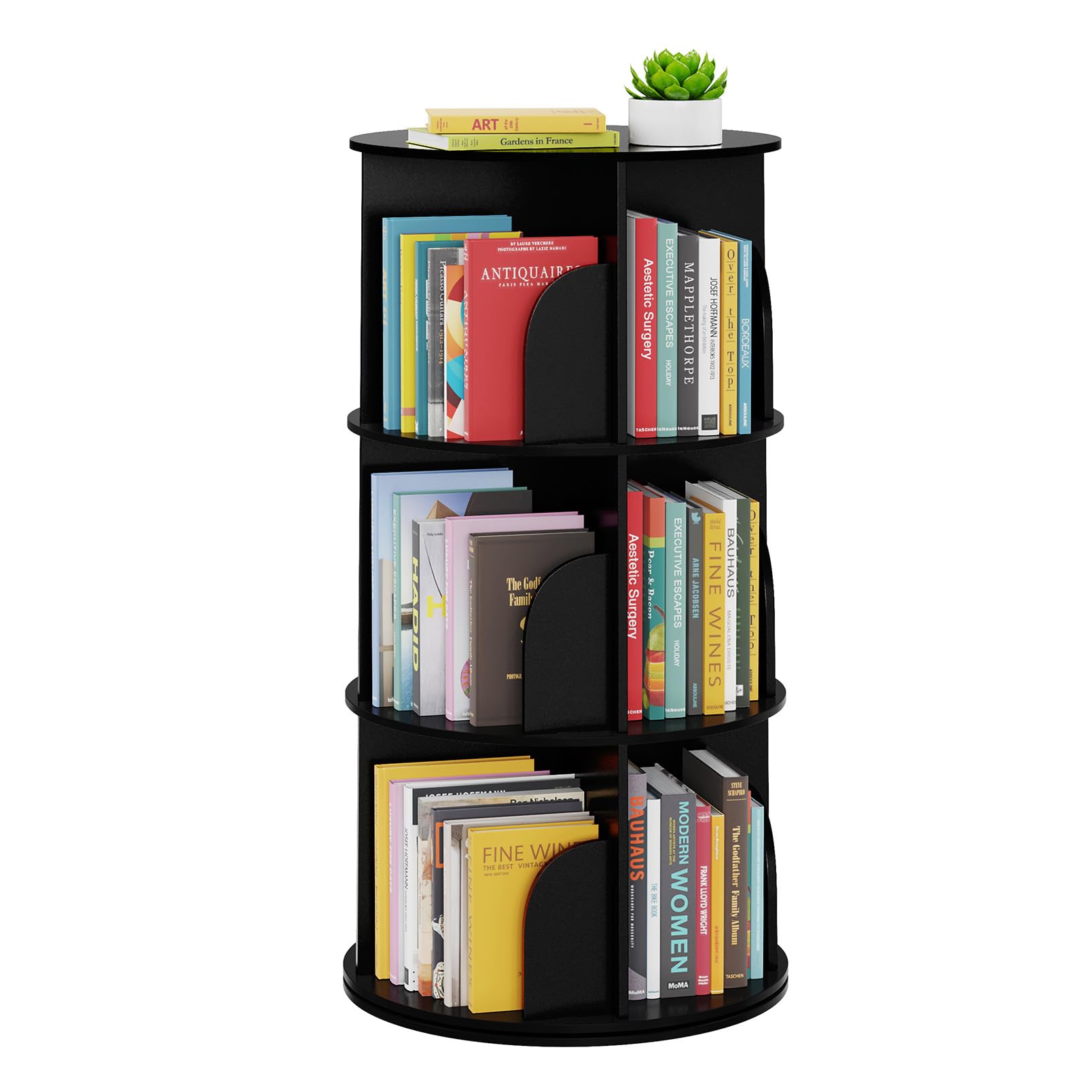 Amazon.com: SpaceAid 3 Tier Rotating Bookshelf Tower, Spinning Bookcase ...