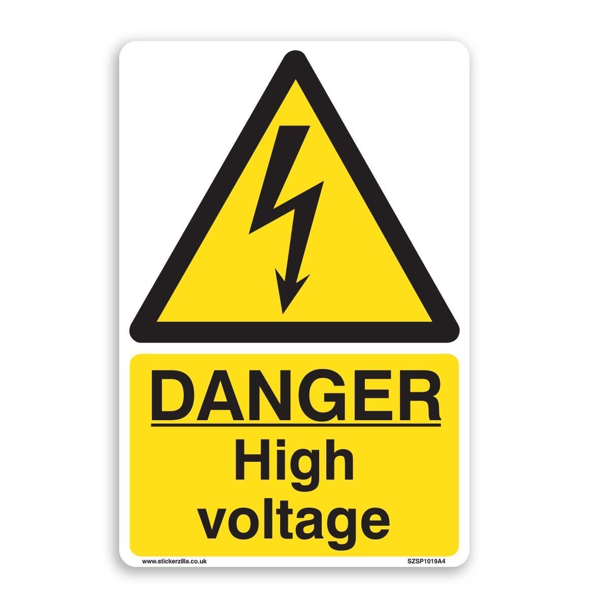Danger High Voltage Warning Sign - [A4 200mm x 300mm] Adhesive Sticker ...