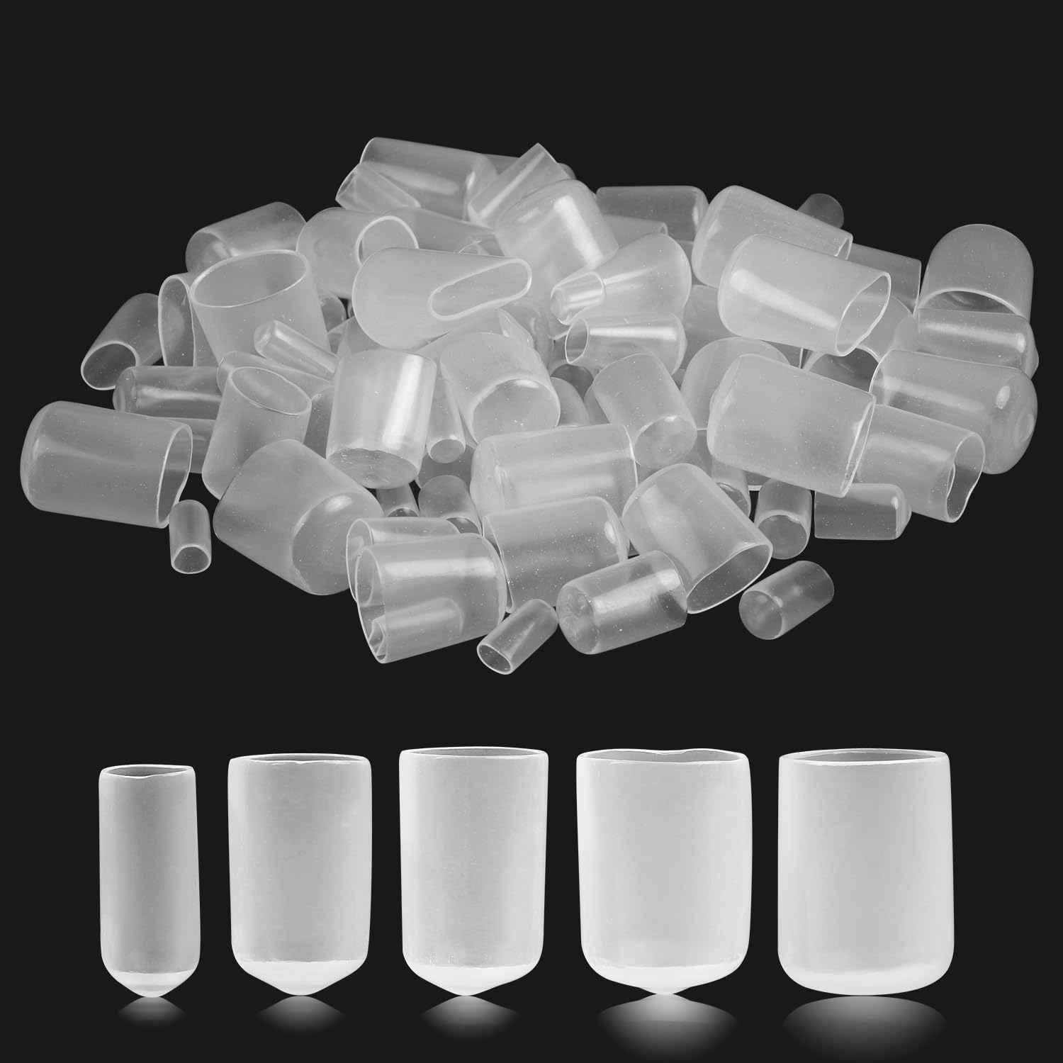 Rubber End Caps, 1/4" 3/8" 1/2" 5/8" 3/4" Transparent Vinyl Cover Screw ...