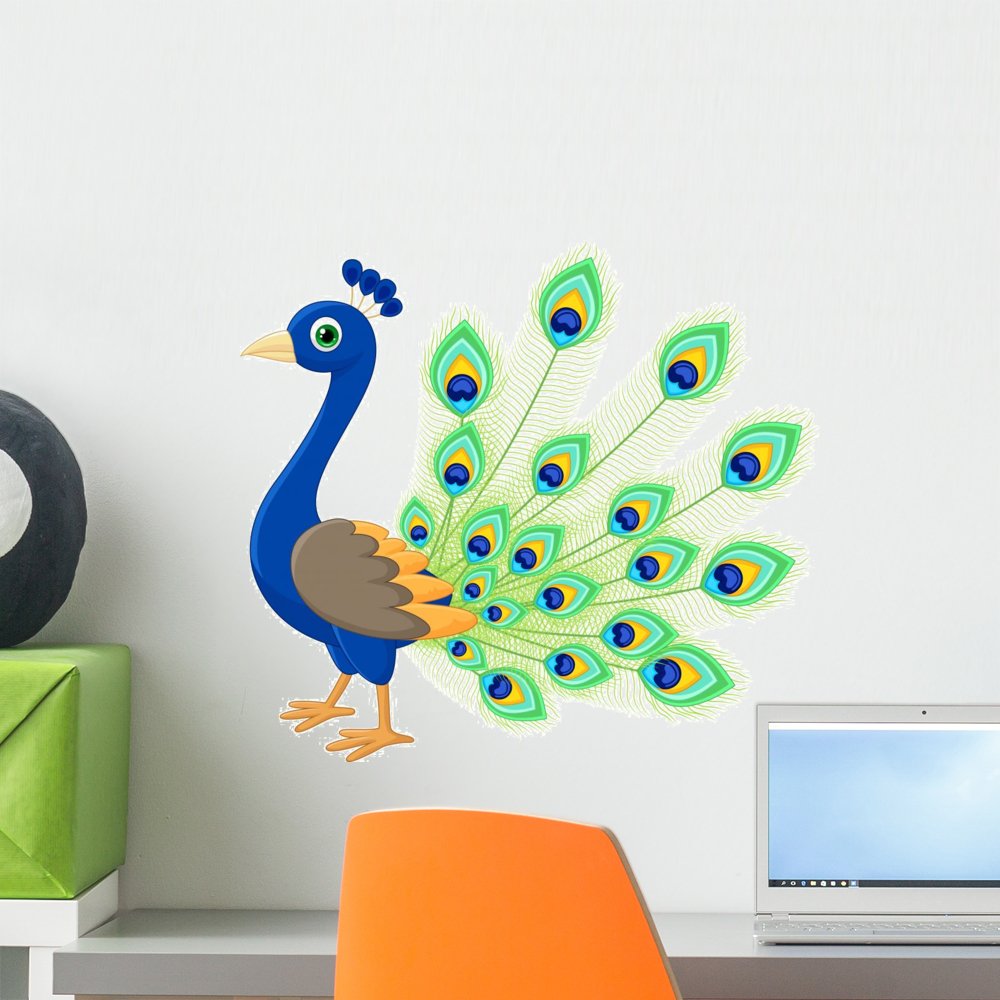 Pavo Animado Cartoon Peacock Bird With A Beautiful Tail Stock Vector