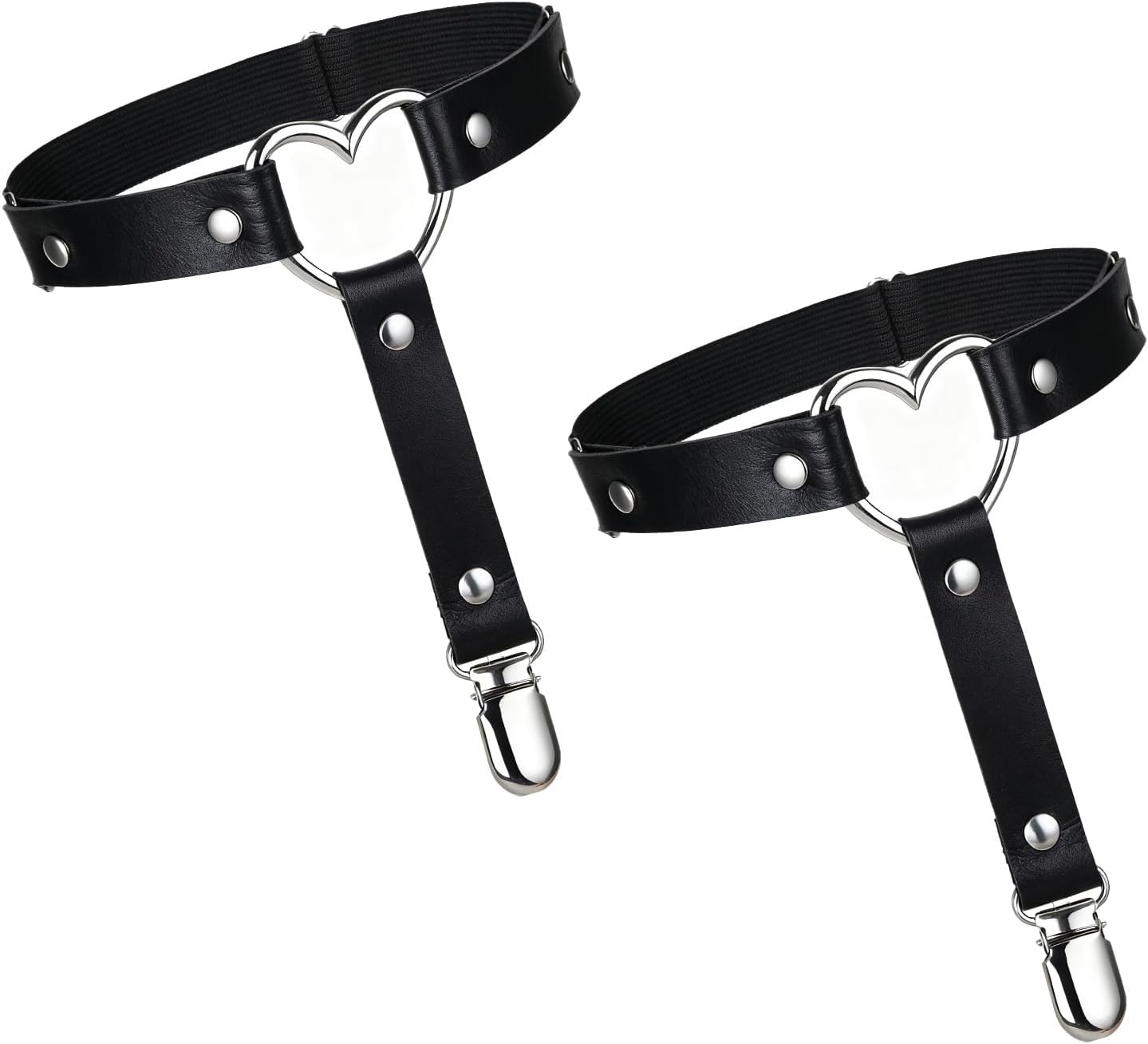 Amazon.com: 2Pcs Leather Heart Garter, Garters Belt Adjustable Love ...