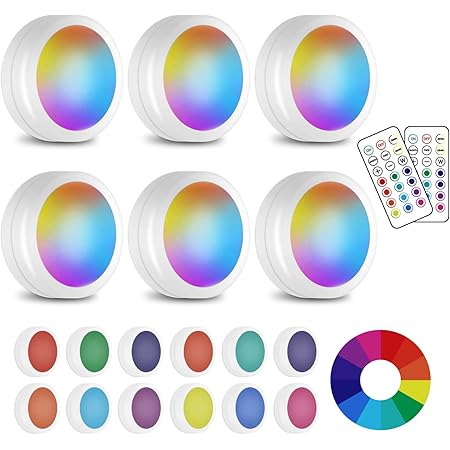 LED Puck Lights with Wireless Remote, 13 Colors RGB Dimmable Under ...