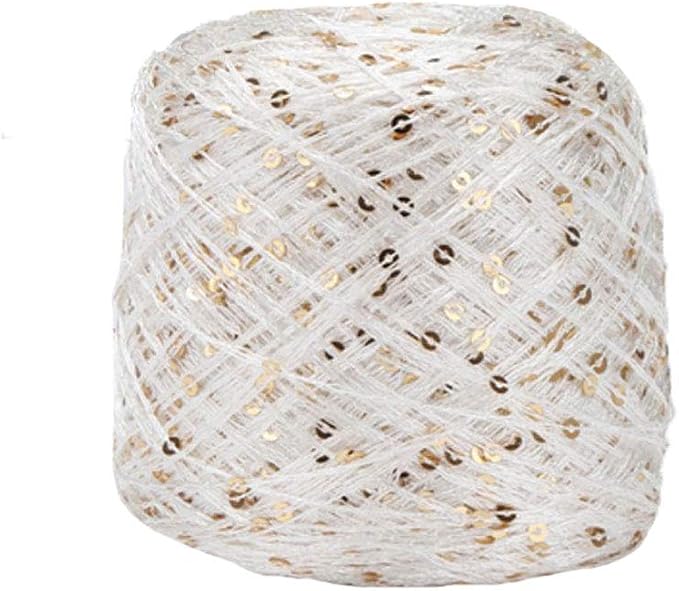 Amazon.com: Clisil White Shining Glitter Sparkle Lame Brocade Yarn with ...