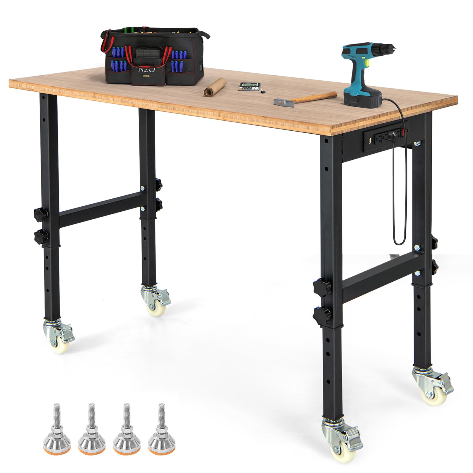 Ironmax Adjustable Workbench With Wheels 48 Inch Rolling Wood Work ...