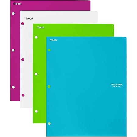 Amazon.com : Five Star 4 Pocket Folders, Plastic, Folders with Pockets ...