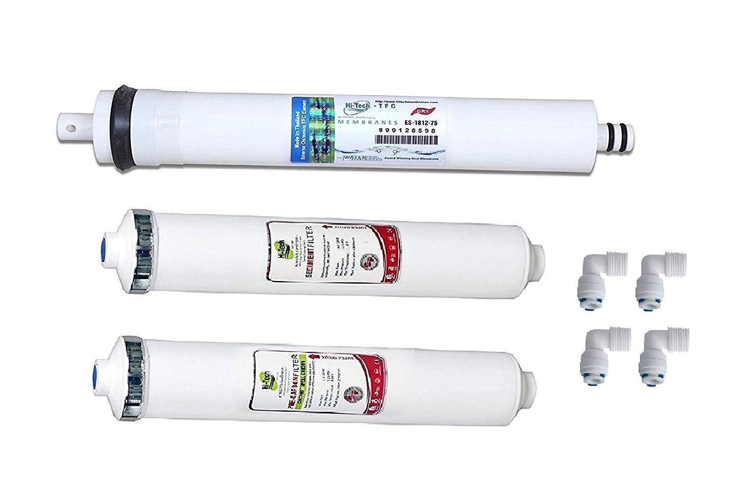 Hi-Tech RO Filter Set Pre Carbon Filter and Sediment Filter & 75 GPD RO ...