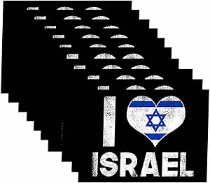 Amazon.com - 10 Pack I Love Israel Heart Israel Flag Support Israel ...