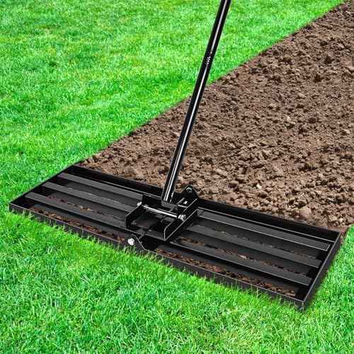 Kokorona Lawn Leveling Rake, 76 x 25.5cm Iron Lawn Lute, Black Heavy ...