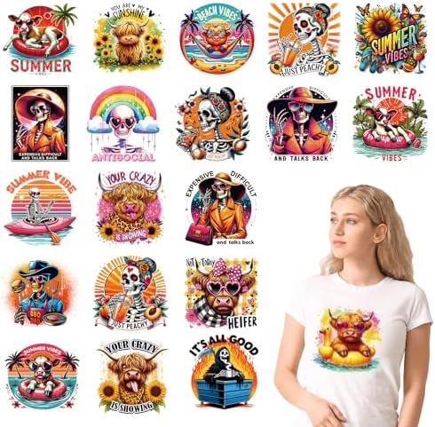 Amazon.com: Wezdopu 20 Sheets Fishing Iron on Decals Fun Iron on ...