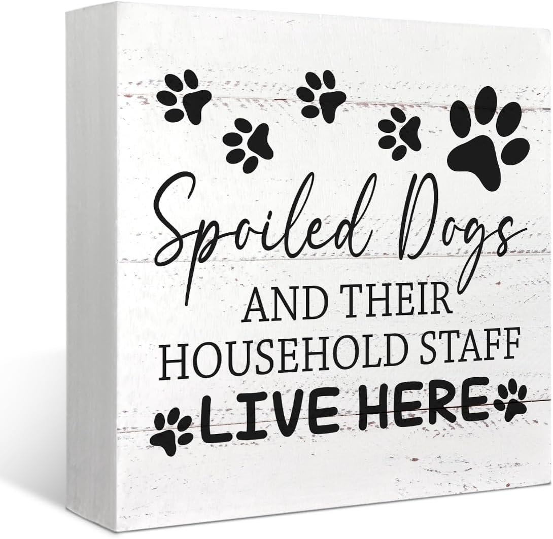 Amazon.com: Mtrgdn Spoiled Dogs Live Here Wood Box Sign Desk Decor ...