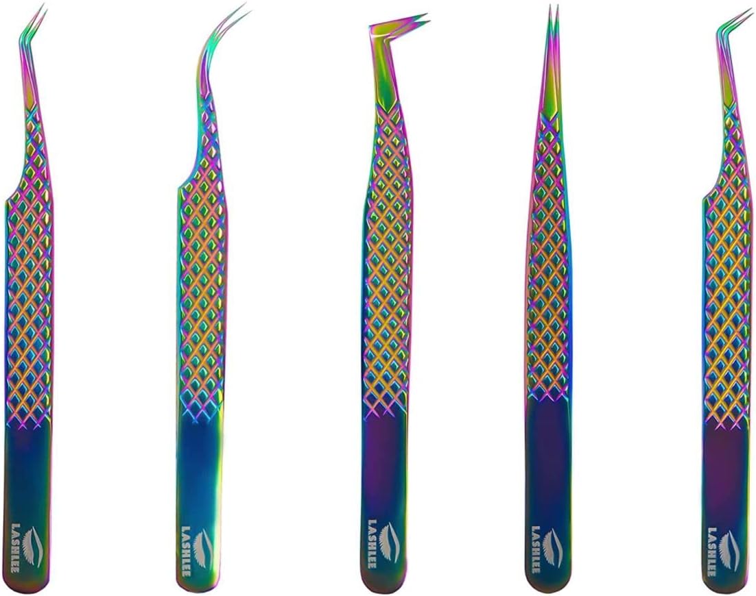Amazon.com : Eyelash Extension Tweezers pack of 5 | Professional ...
