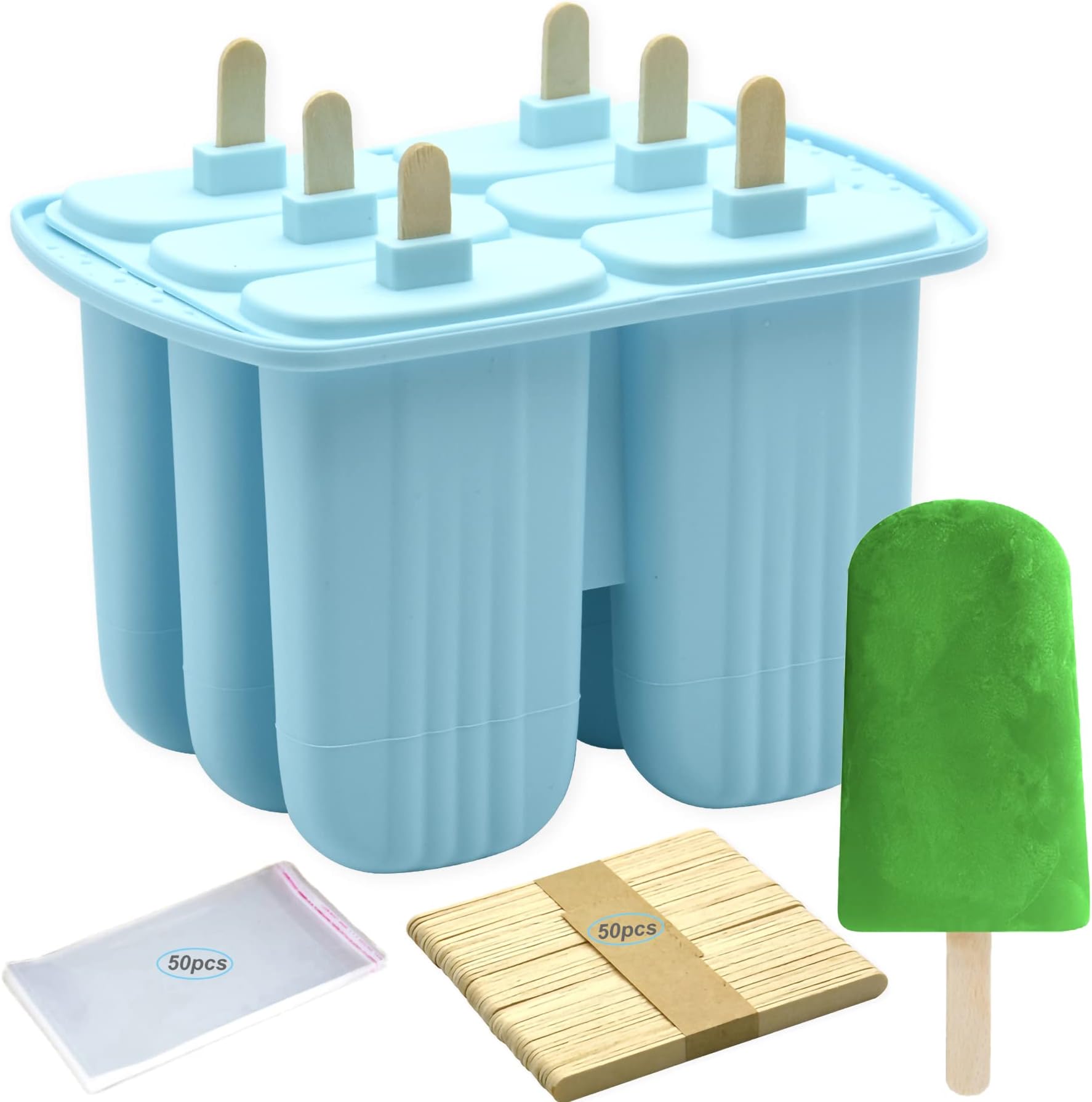 Amazon.com: Popsicle Molds Set 6 Pieces Ice Popsicle Maker-BPA Free ...