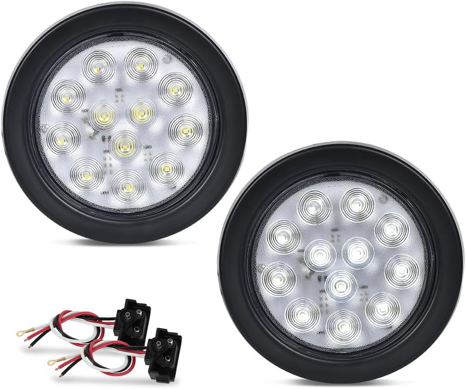 Amazon.com: PIT66 2pcs 4 Inch Round 12 LED Reverse Backup Tail Lights ...