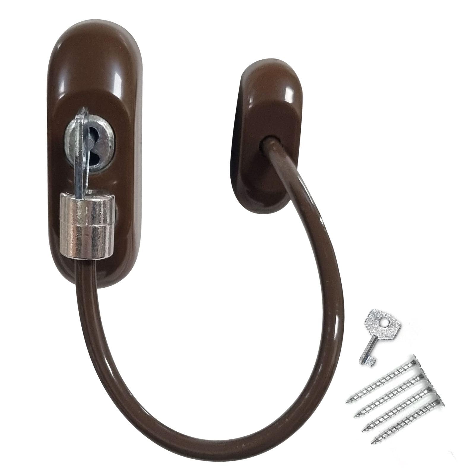 Brown TruMAX Key-Locking Cable Restrictor Window Safety Security Lock ...