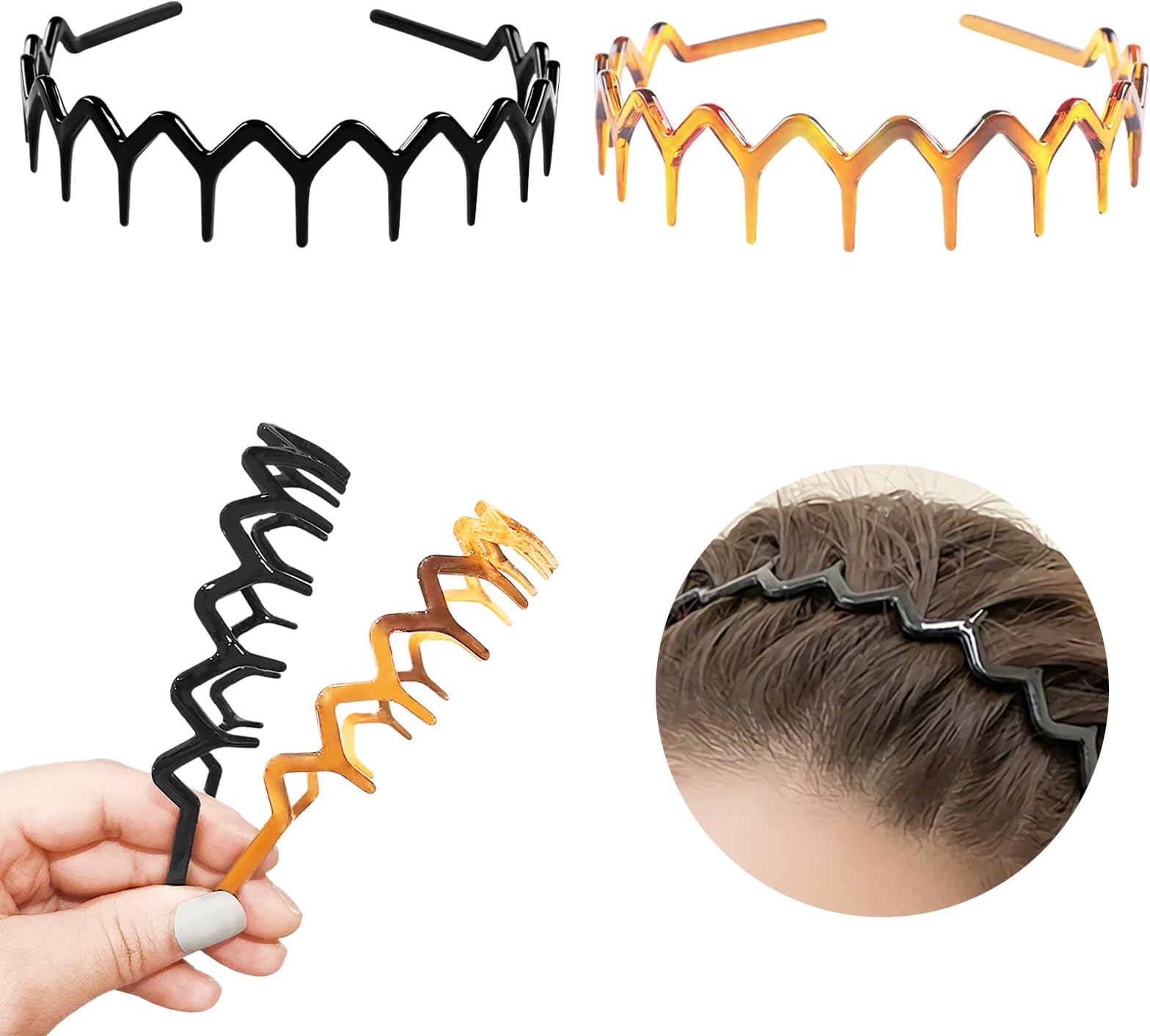 Amazon.com : SHEHARUHI 6 Pieces Non-Slip Plastic Headbands for Women ...