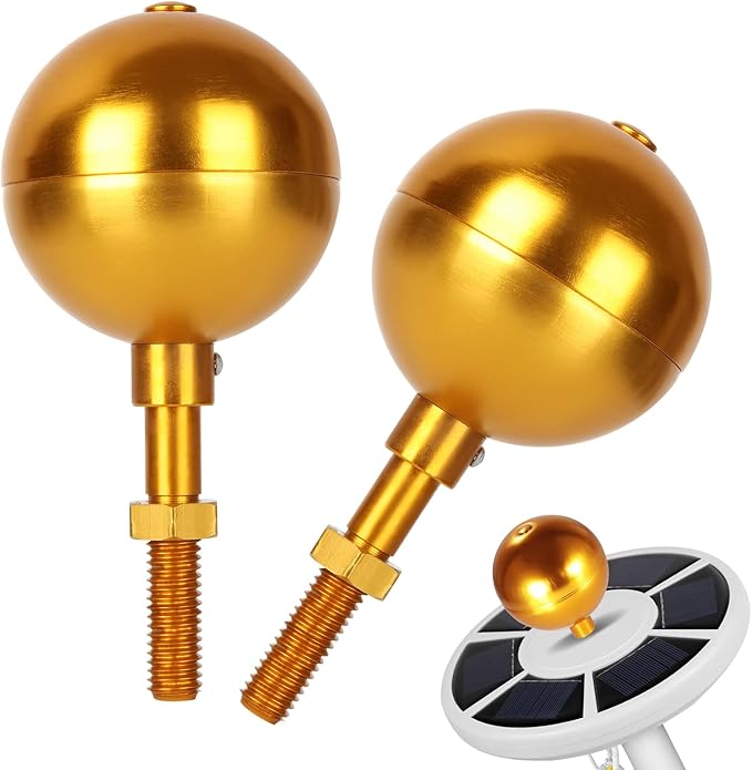 2PCS Gold Flag Pole Ball Topper, 1/2 inch Spindle, 3 inch Wide ...