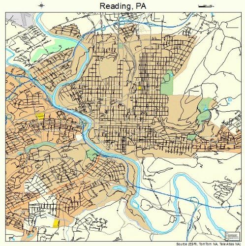 Amazon.com: Large Street & Road Map of Reading, Pennsylvania PA ...