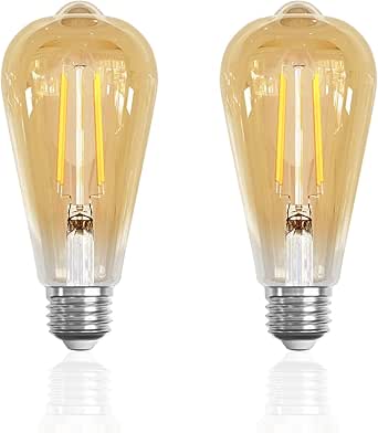 Amazon | LUTW LED電球 E26口金 60W形相当 エジソン電球 6W 620lm 2700K 電球色 フィラメント電球 ST64 全方向 調光器非対応 PSE認証済み アンバー ...