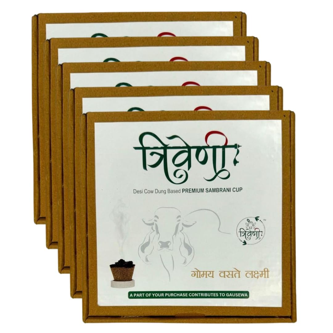 Triveni Organics Sambrani Dhoop Cups from Gir Cow Dung (Pack of 5-60 ...