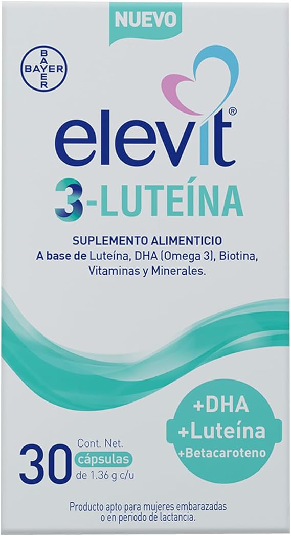 Elevit 3 Luteina Embarazo y Lactancia, Multivitamínico con Ácido Fólico ...