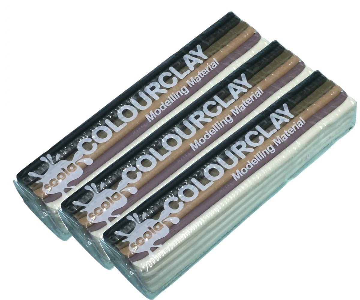 3 x Scola Colour Clay 500g Re-Usable Non Hardening Animation Modelling ...