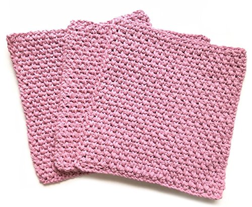 Amazon.com: Pink Crochet Handmade Kitchen Dishcloth Set of 3 : Home ...