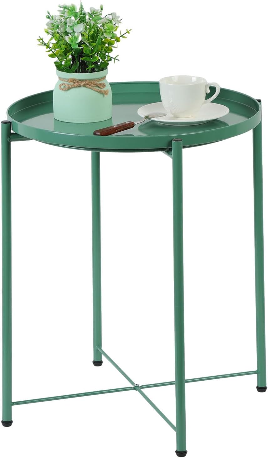 Amazon.com: Fixwal Metal Side Table, Green Round End Table, Waterproof ...