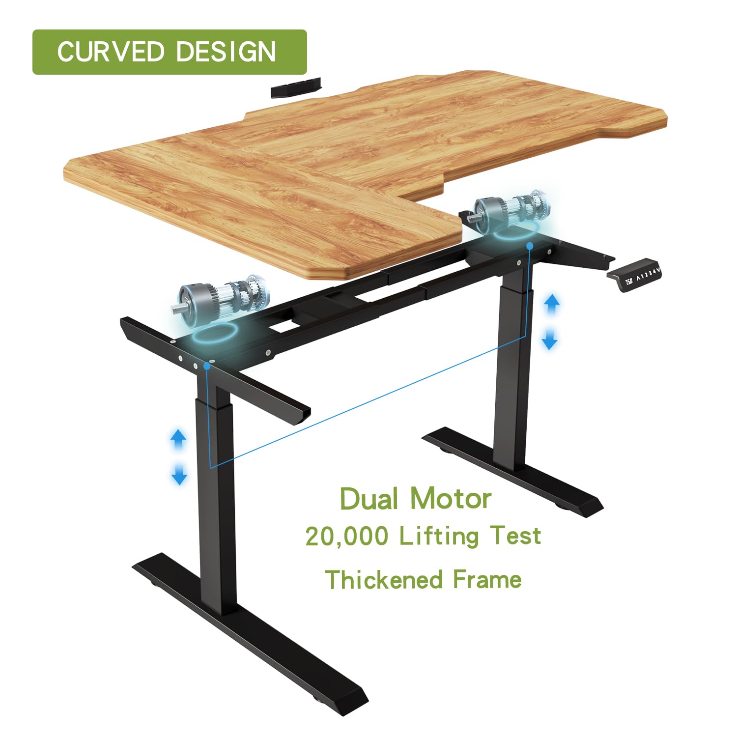 Snapklik.com : Radlove Dual Motors Height Adjustable 59 L Shaped ...