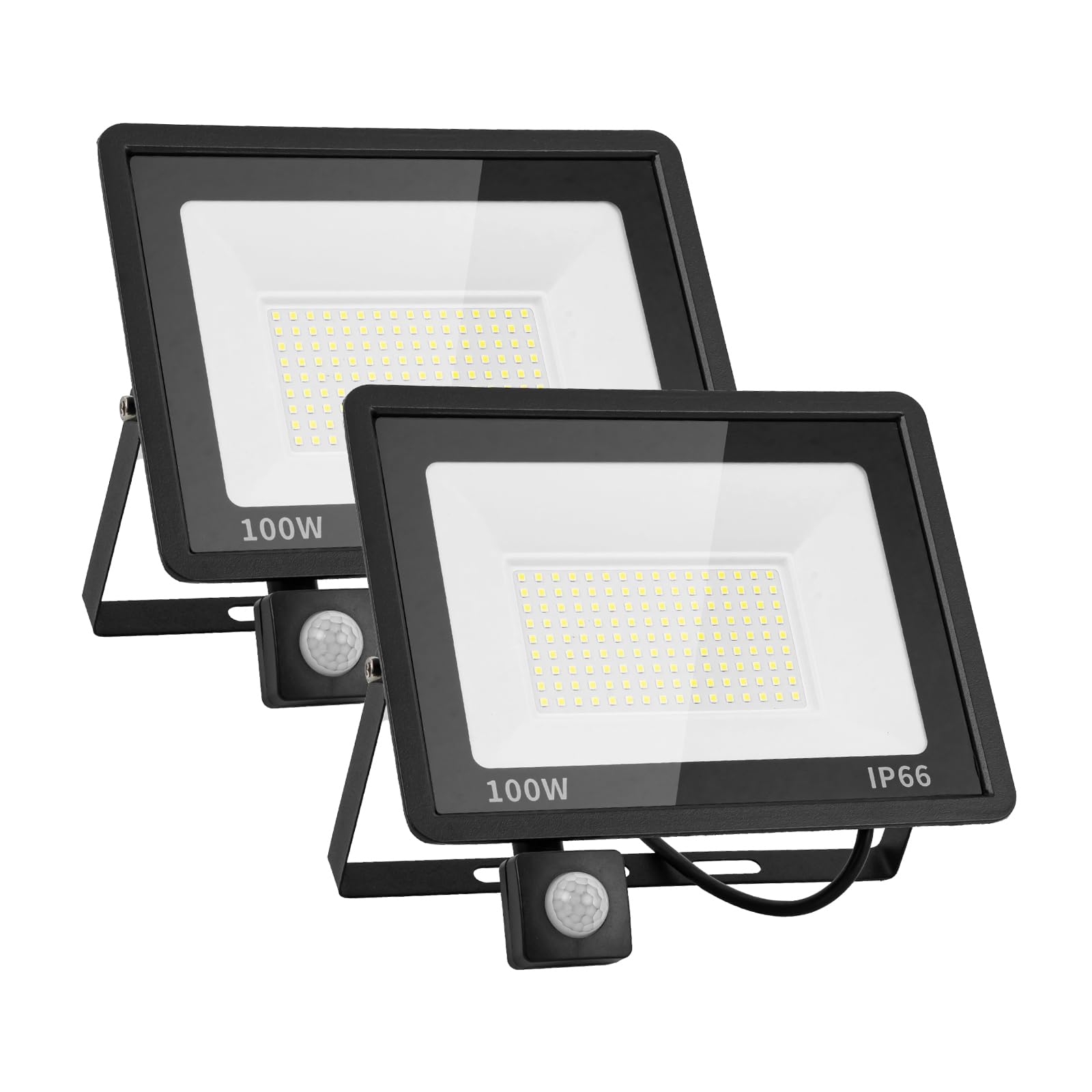 Yaaluoney 100W Motion Sensor Flood Lights Outdoor, 2 Pack Induction LED ...