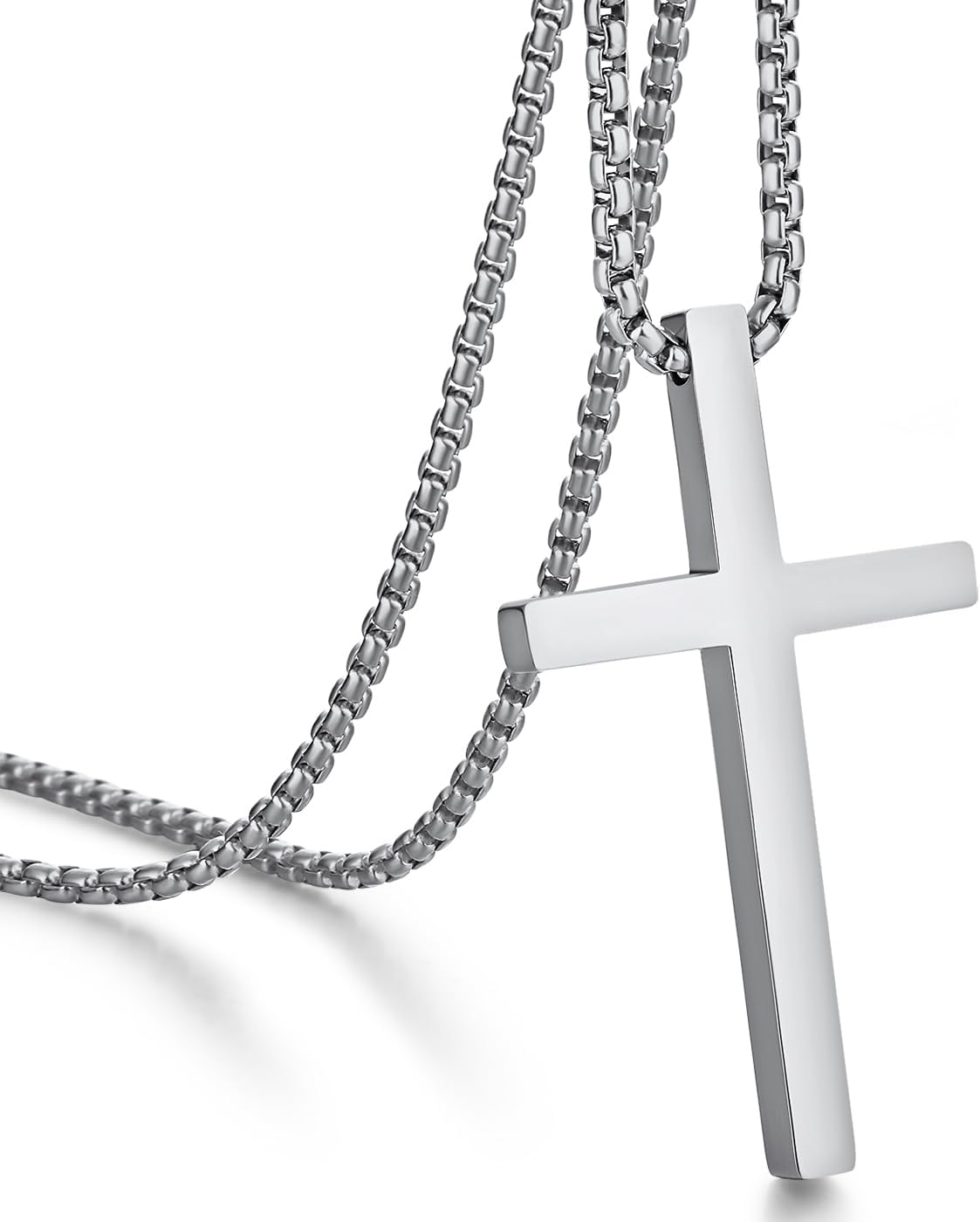 Cross Necklace Mens Stainless Steel Cross Necklace Silver Cross ...