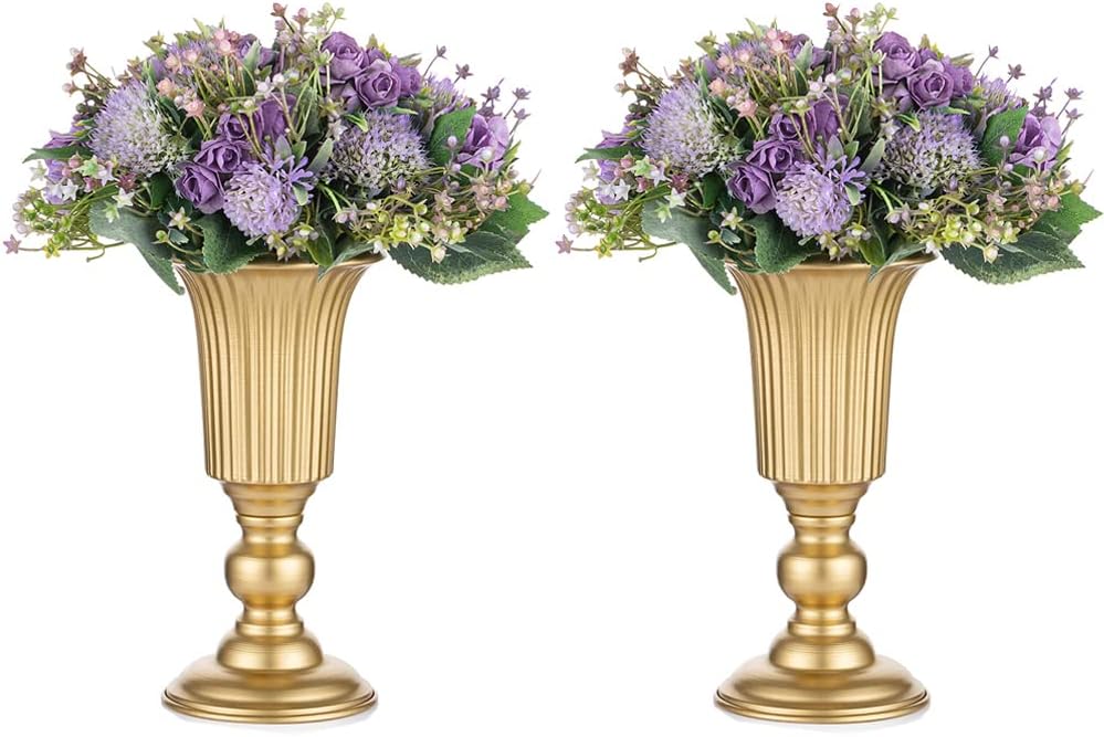 Amazon.com: Efavormart Set of 3 | Metallic Gold Trumpet Flower Vase ...