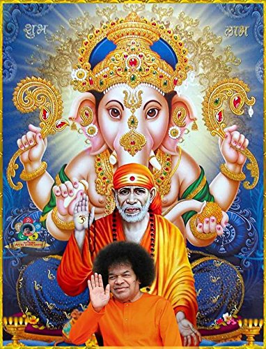 Samriddhi Satya Sai Baba & Ganesh Bhagwan Vinyl Poster : Amazon.in ...