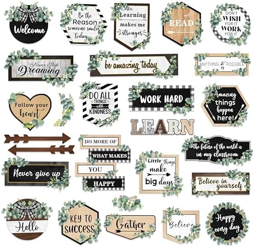 Amazon.com: Chinco 48 Pieces Eucalyptus Positive Sayings Accents ...