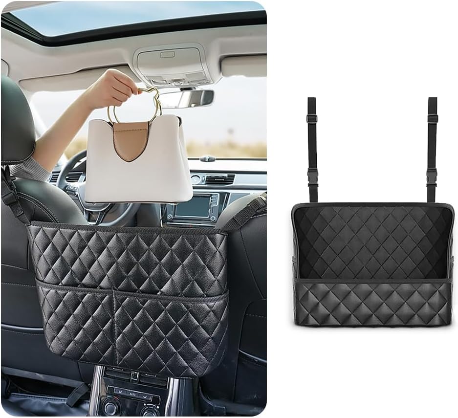 Amazon.com: Large Capacity Purse Holder for Car,Leather Double Sided ...
