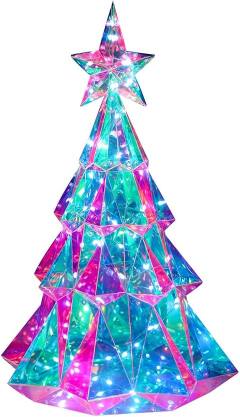 Amazon.com: Prismatic Iridescent Diamond Christmas Tree 19", LED Lights ...