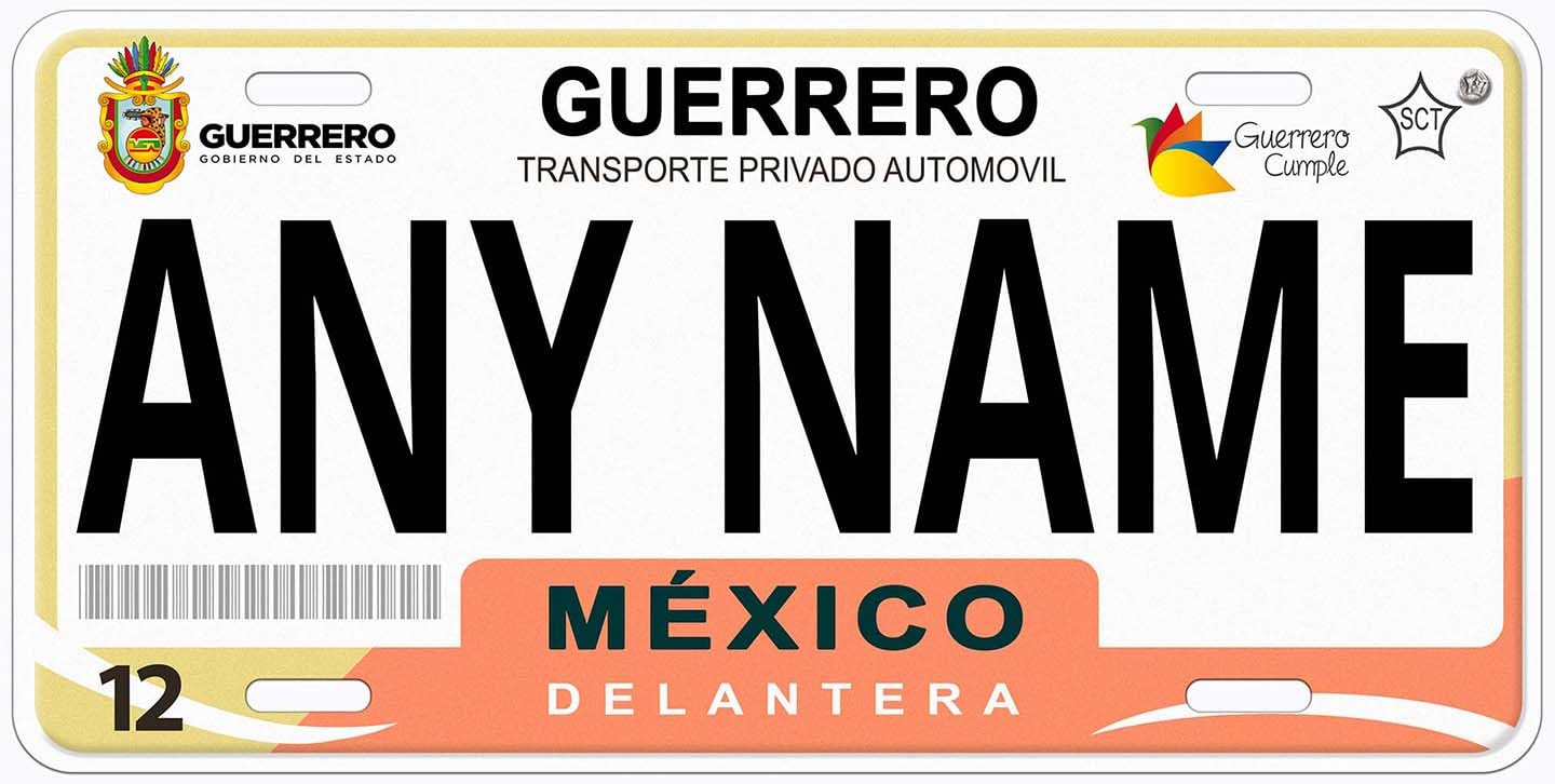 Guerrero Mexico License Plate Guerrero Mexico Plate Etsy