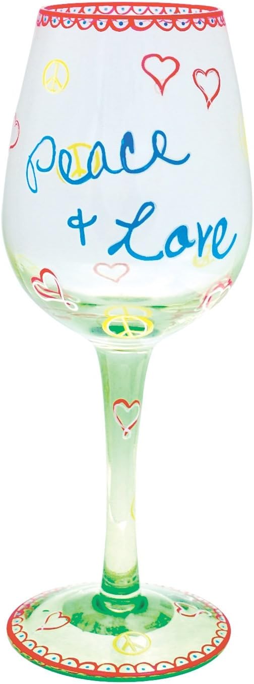 Amazon.com | Westland Giftware 9-Inch Peace & Love Wine Glass, 15-Ounce ...