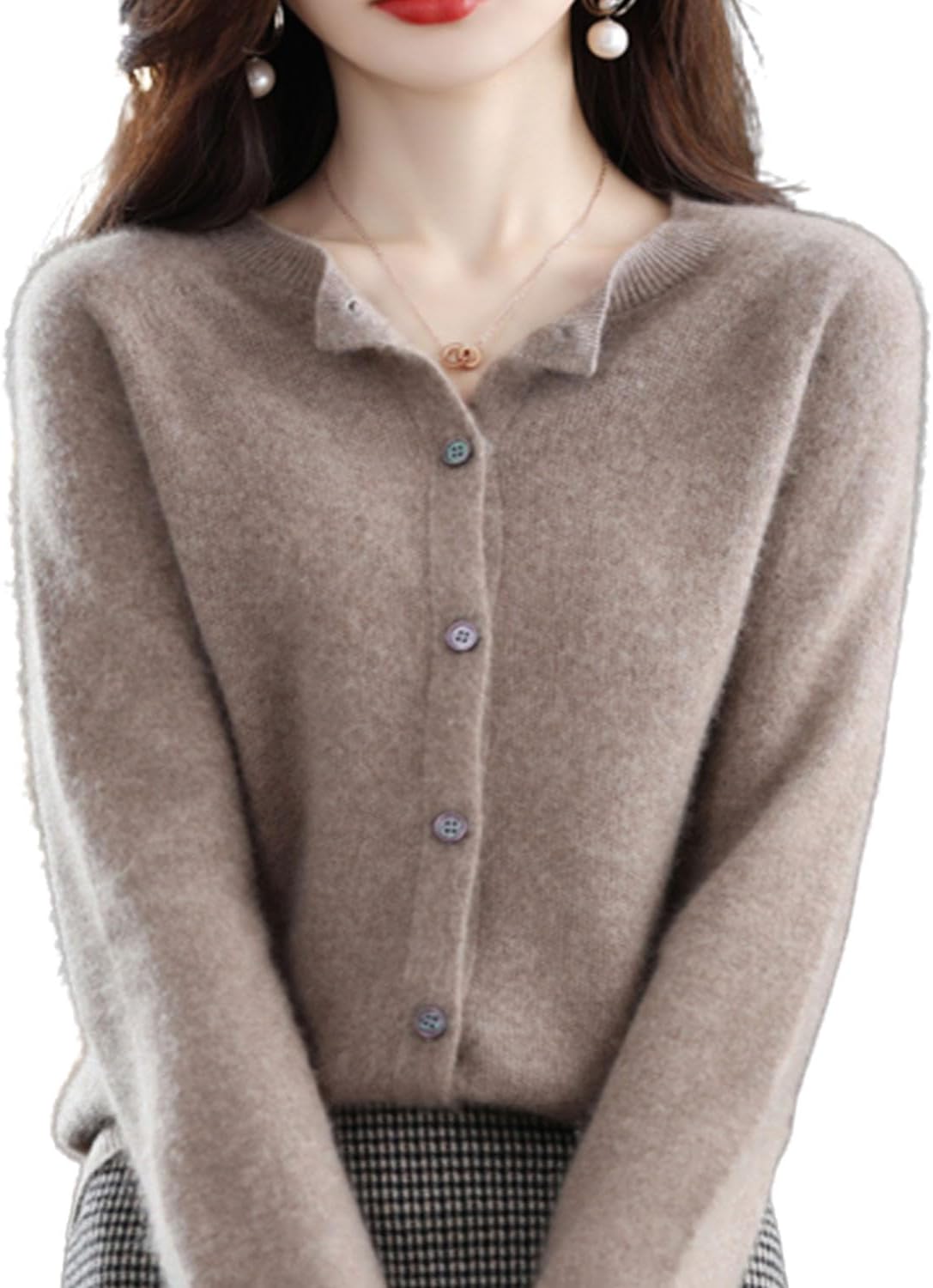 Women's Cashmere Cardigan Sweater,Cashmere Button Front Long Sleeve ...