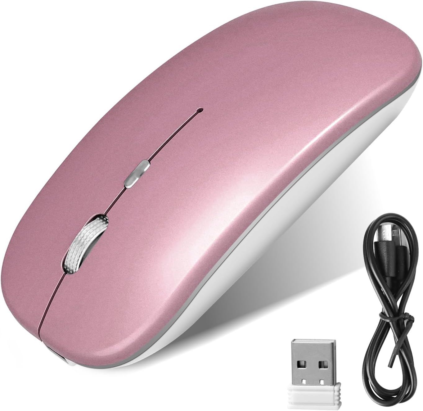 YOMYM Mouse Ratón óptico Inalámbrico Recargable 2.4 G, Silencioso Click ...