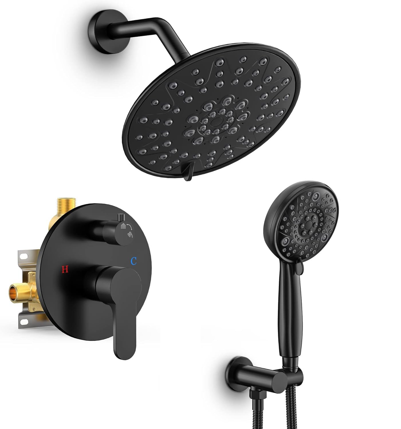 SR SUN RISE Shower Faucet - 8 Inch Multifunctional High Pressure Shower ...