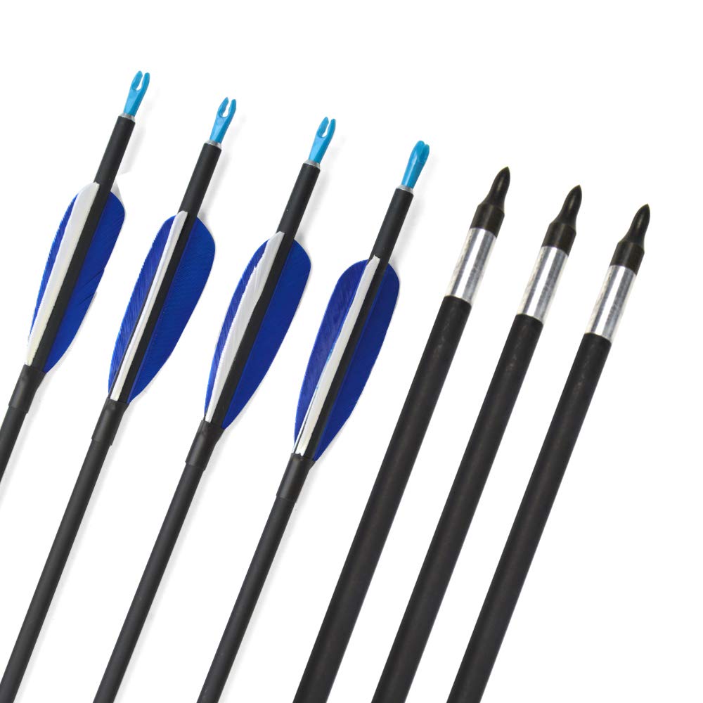 12 Pcs 30 Inch Archery Carbon Arrows Spine 700 Practice Hunting Target ...