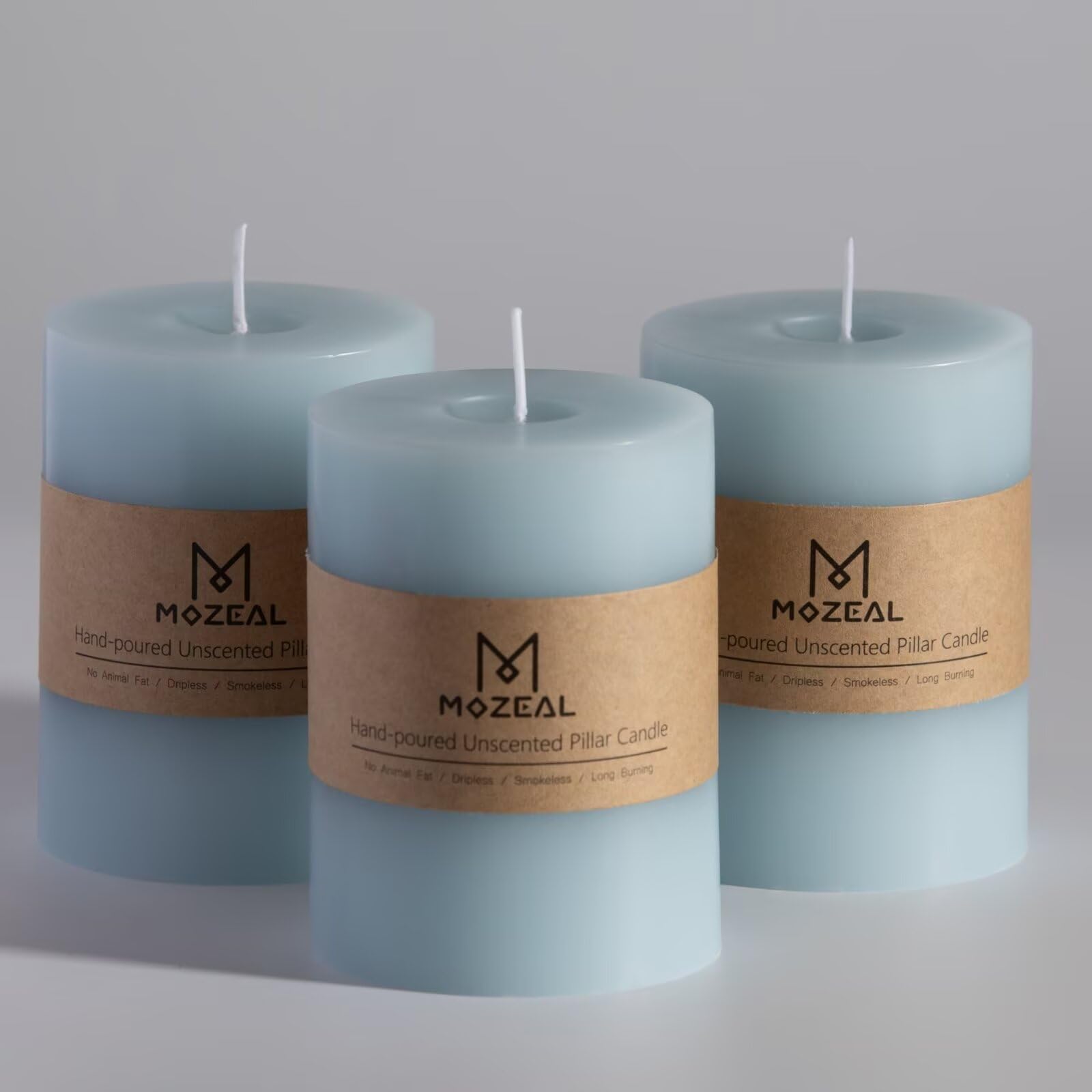 Amazon.com: MOZEAL 3" x 4" Hand-Poured Unscented Baby Blue Candle ...