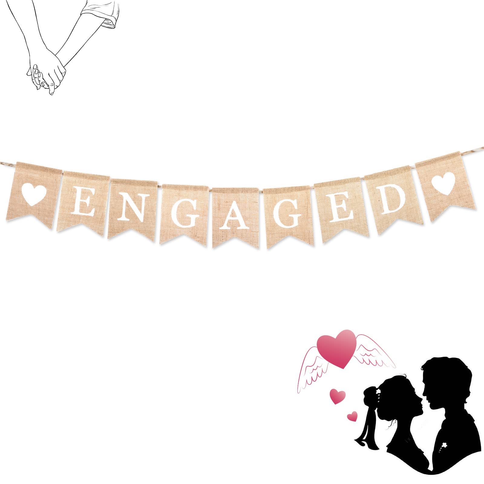 Engaged Banner, Engagement Party Decorations Burlap Bunting Garland ...